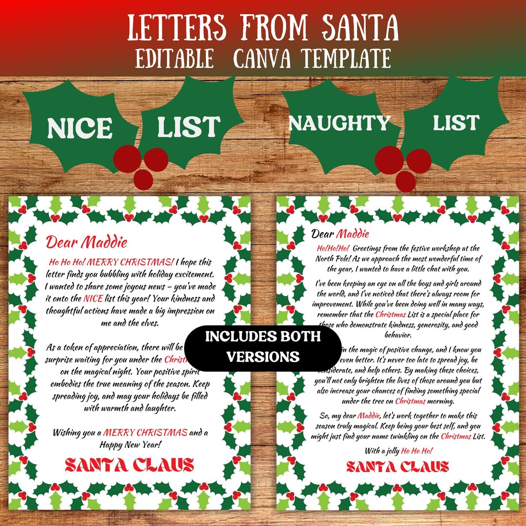 Personalized Letter From Santa Template Santa's Nice List Letter Letter ...