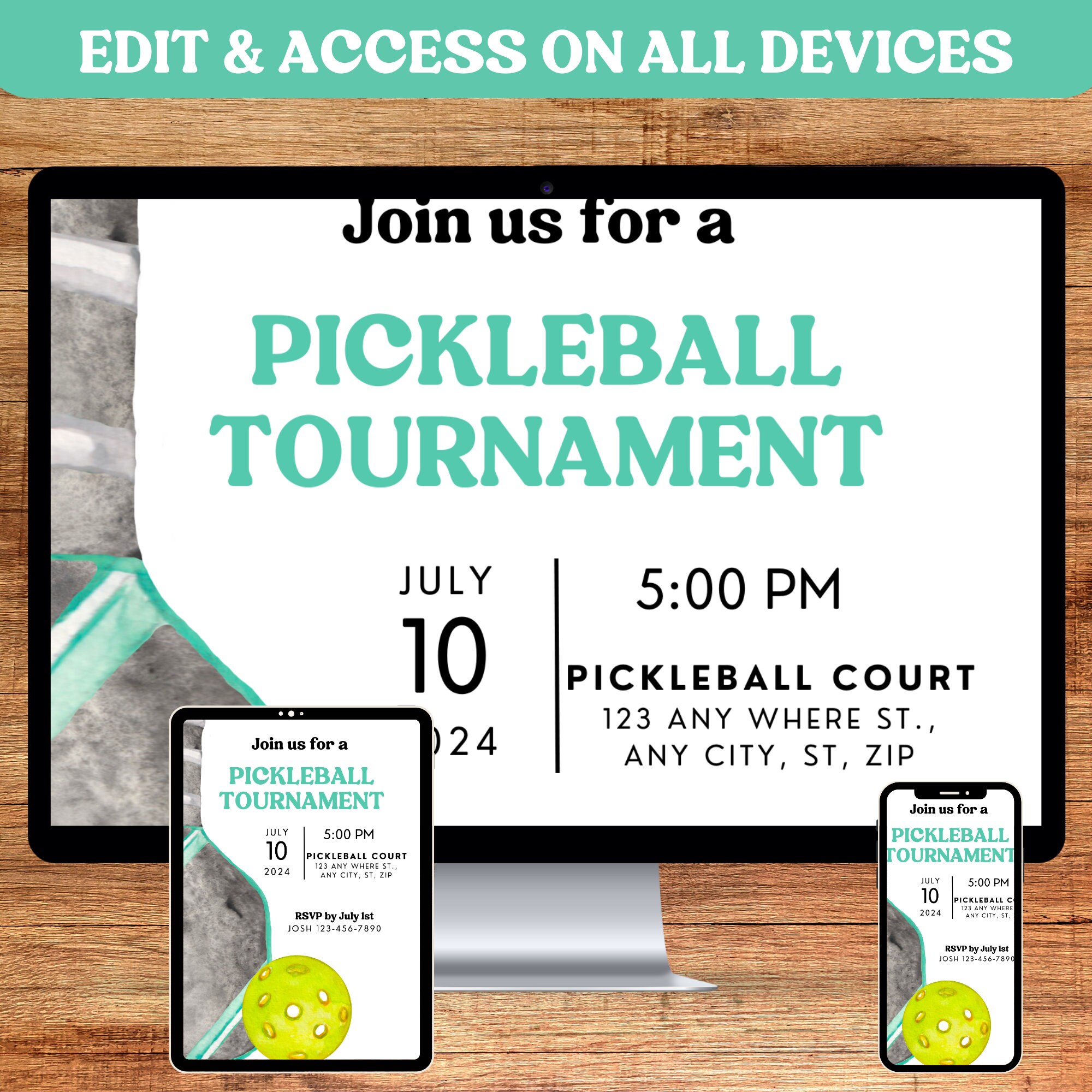 Digital Pickleball Invitation Template Pickle Ball Party Invitation ...
