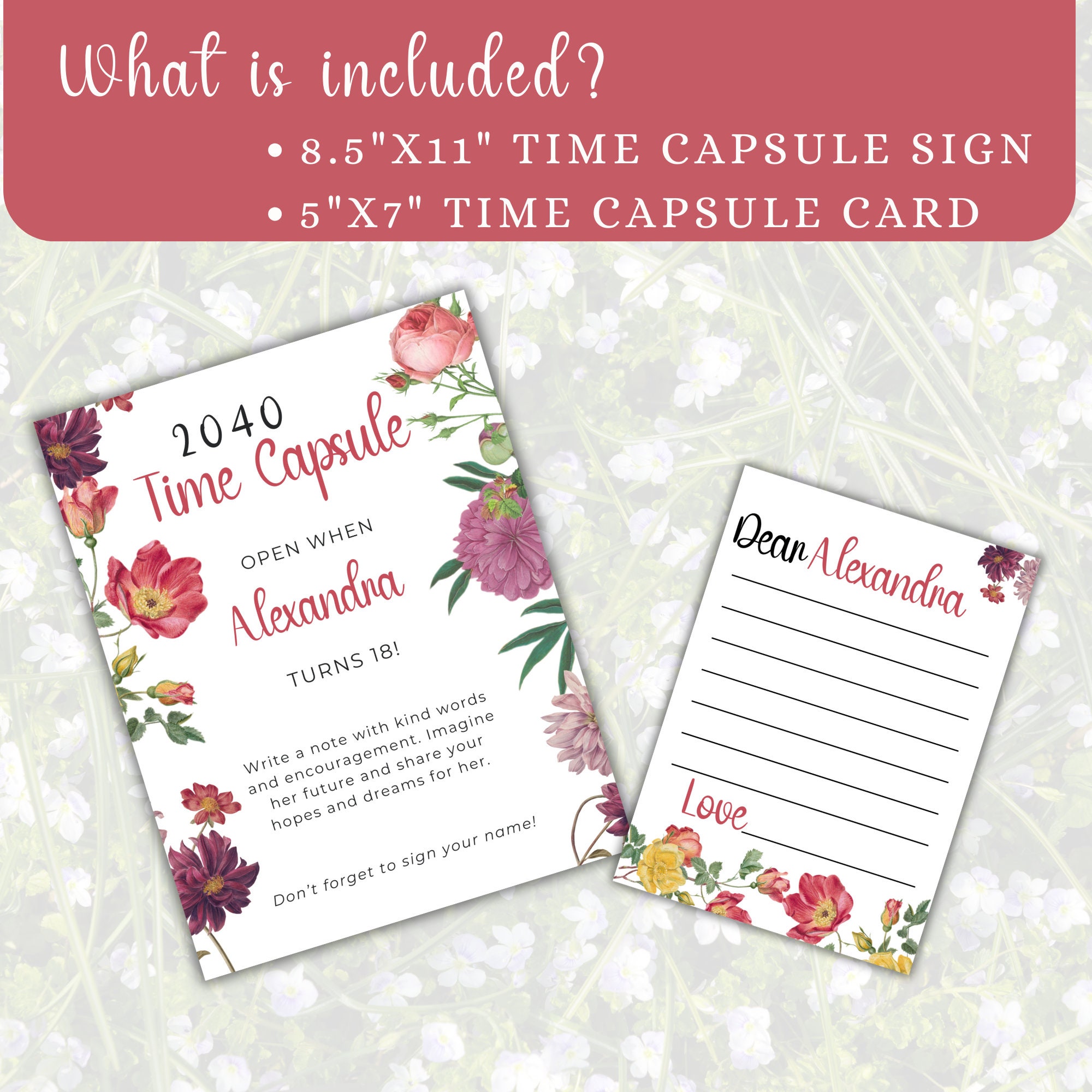 Editable Girl Time Capsule Template | First Birthday Time Capsule ...