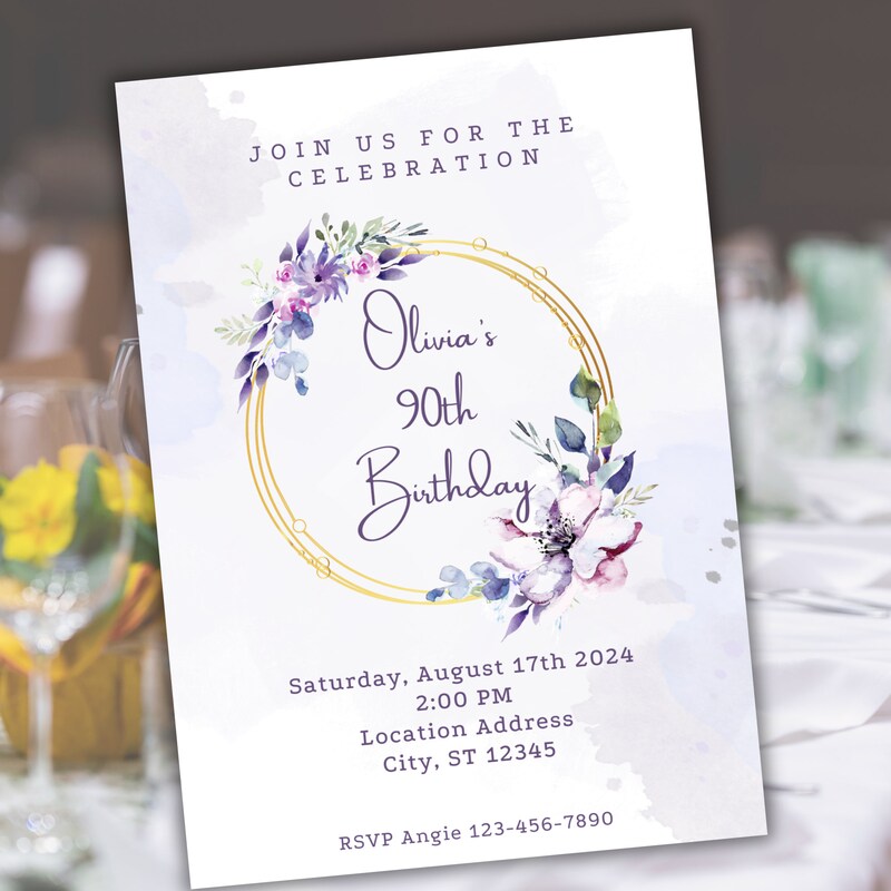 90th Birthday Invitations - Etsy