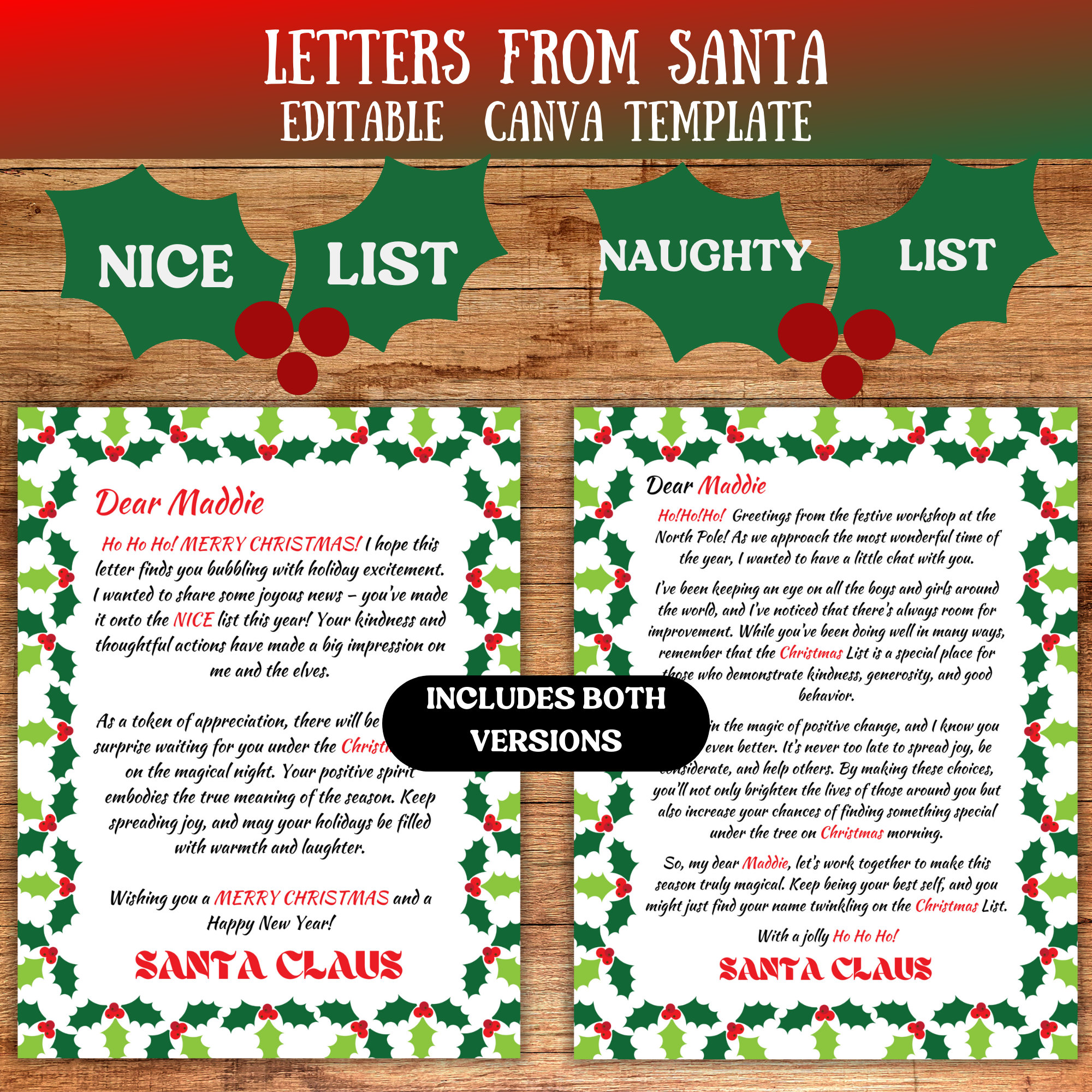 Personalized Letter From Santa Template Santa's Nice List Letter Letter ...
