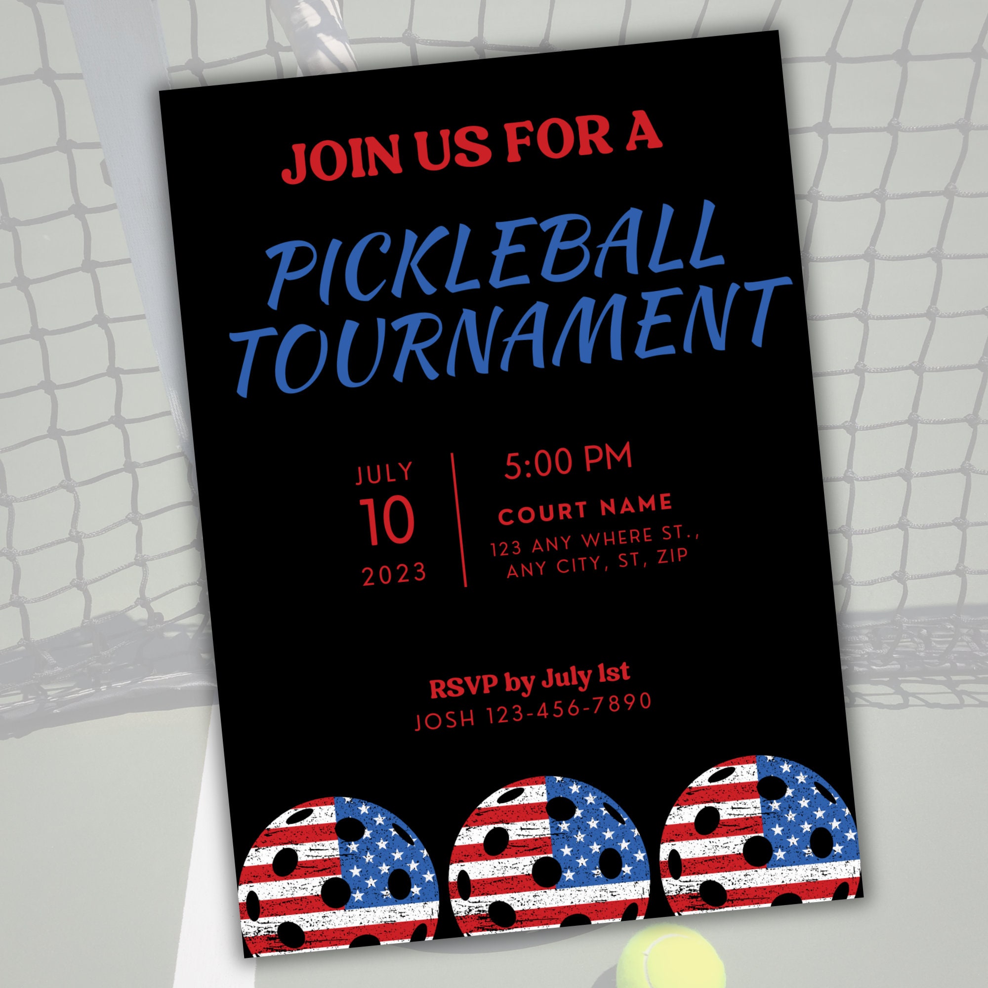 Digital Pickleball Invitation Template Pickle Ball Party Invitation ...