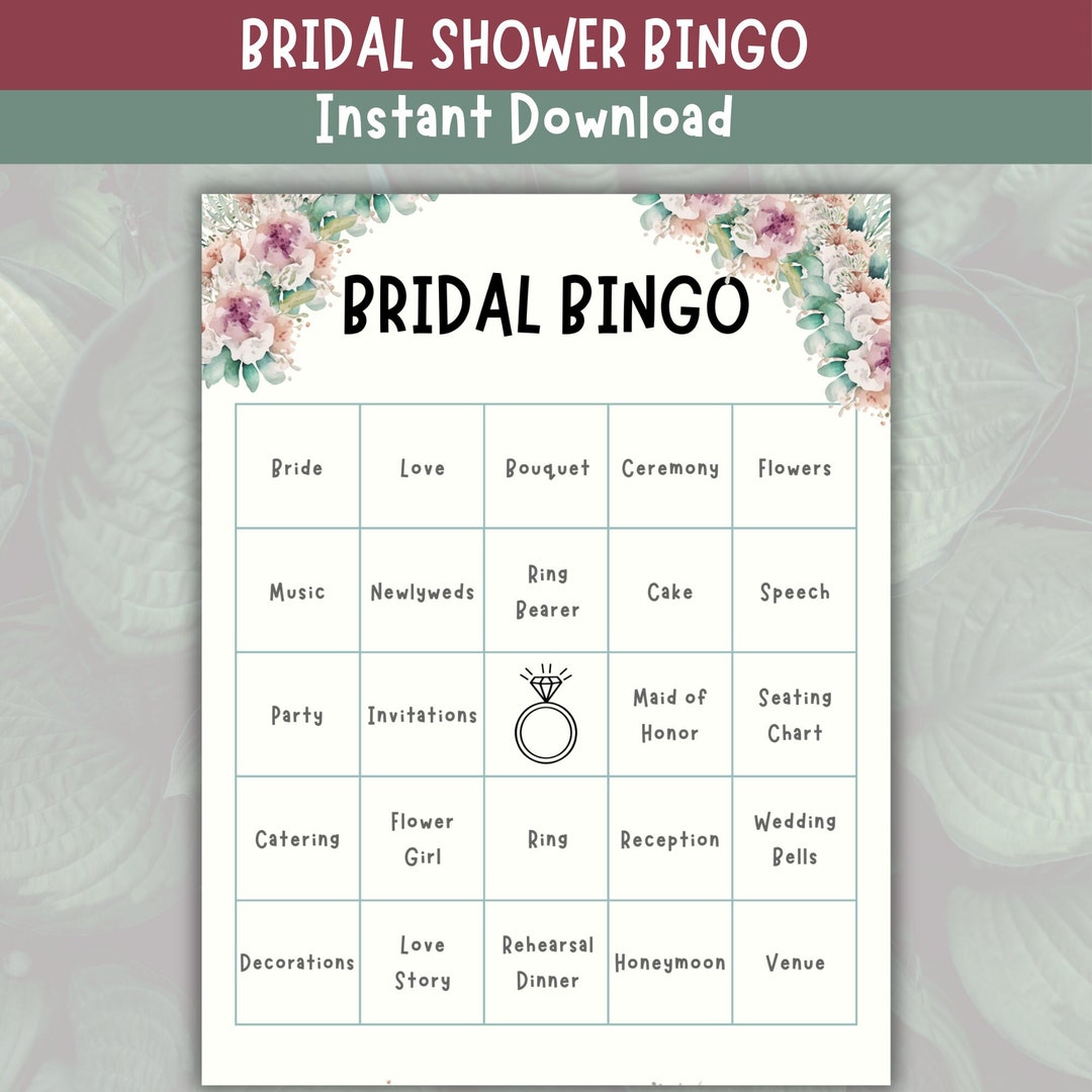 Bridal Shower Bingo | Hen Party Bingo | Bridal Shower Games | Wedding ...