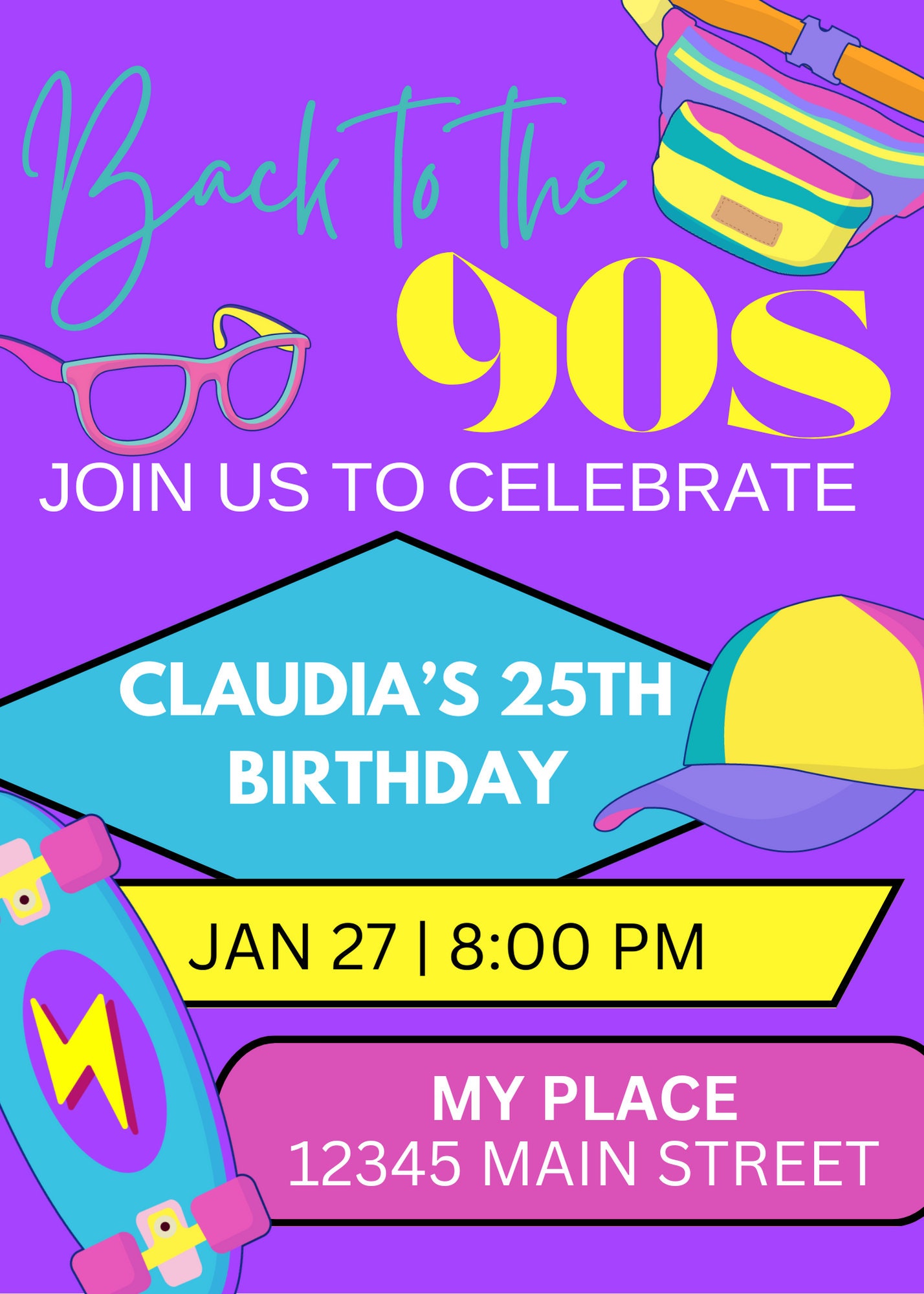 90s Party Invitation Back to the 90s 90s Party Theme 90s Birthday ...