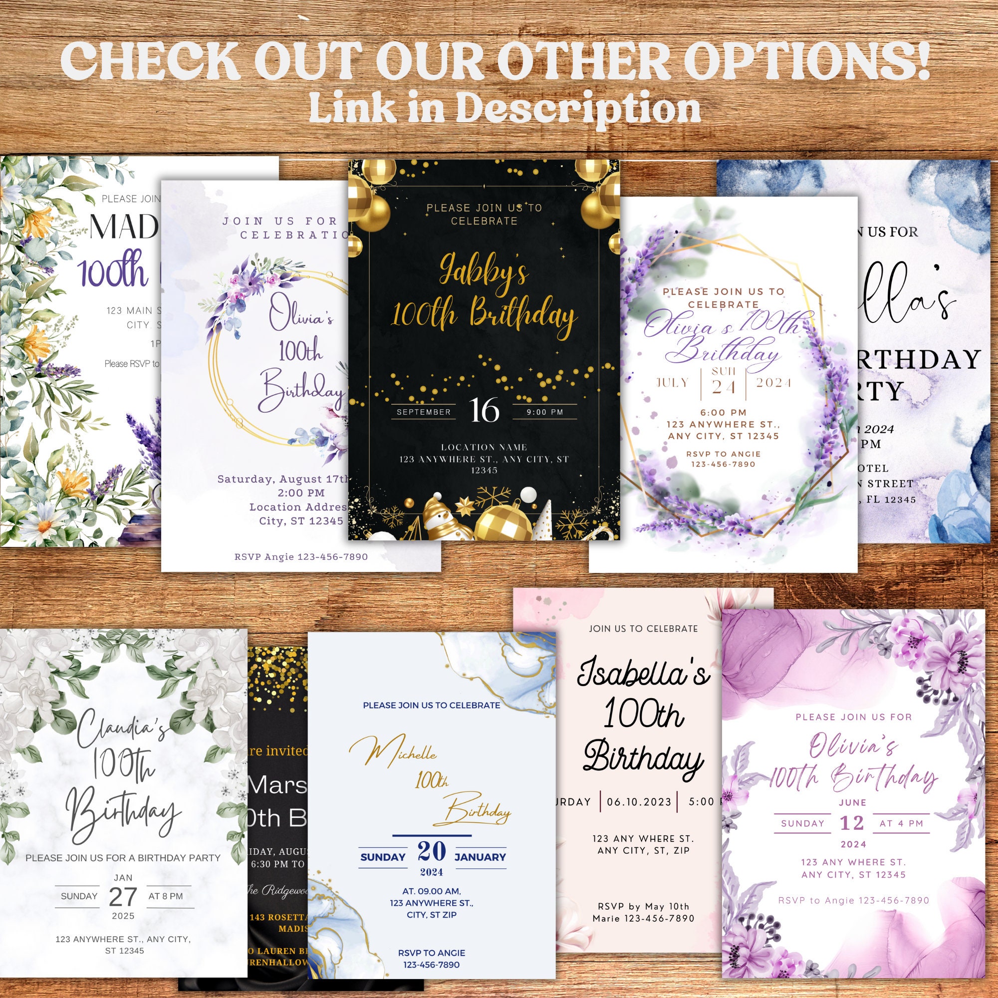 100th Birthday Party Invitation Template With Blue | 100 Birthday ...