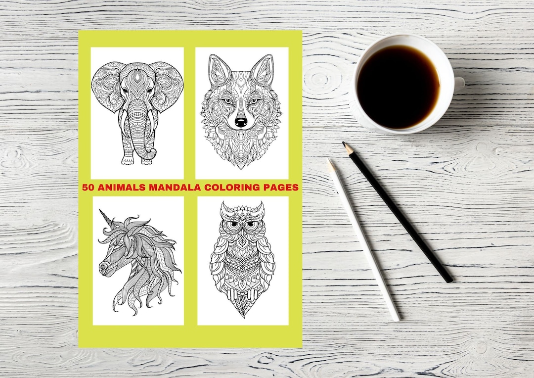 50 Animals Mandala Coloring Pages - Etsy
