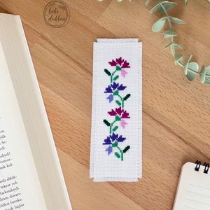 Purple and Pink Flowers Design Handmade Bookmark - Vintage Inspired ...