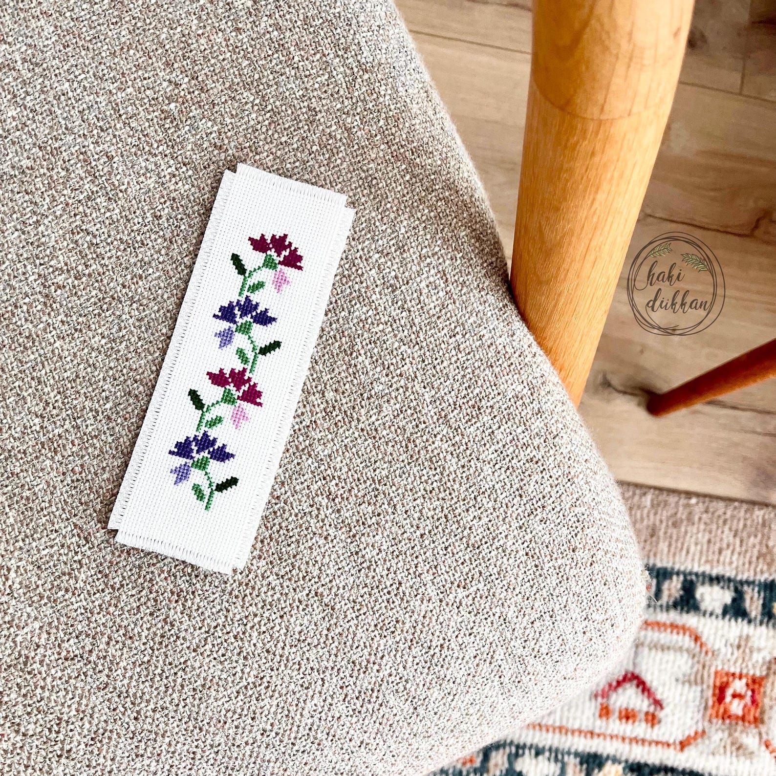 Purple and Pink Flowers Design Handmade Bookmark - Vintage Inspired ...