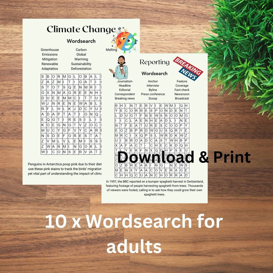 Word Search for Adults Word Search Relaxing Puzzle Puzzles - Etsy