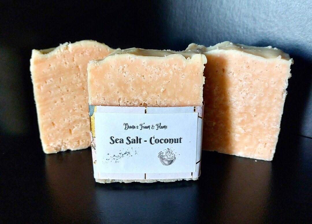 Zeezout Zeep Bar Met Kokosmelk, Zee Zout Handgemaakte Zeepbar Met Verse ...