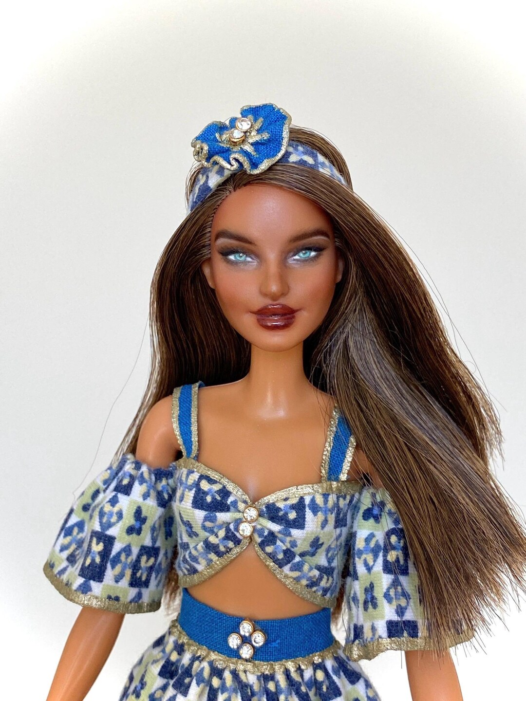 Custom Realistic Barbie Art Doll Repaint OOAK Brown Hair & Olive Skin ...