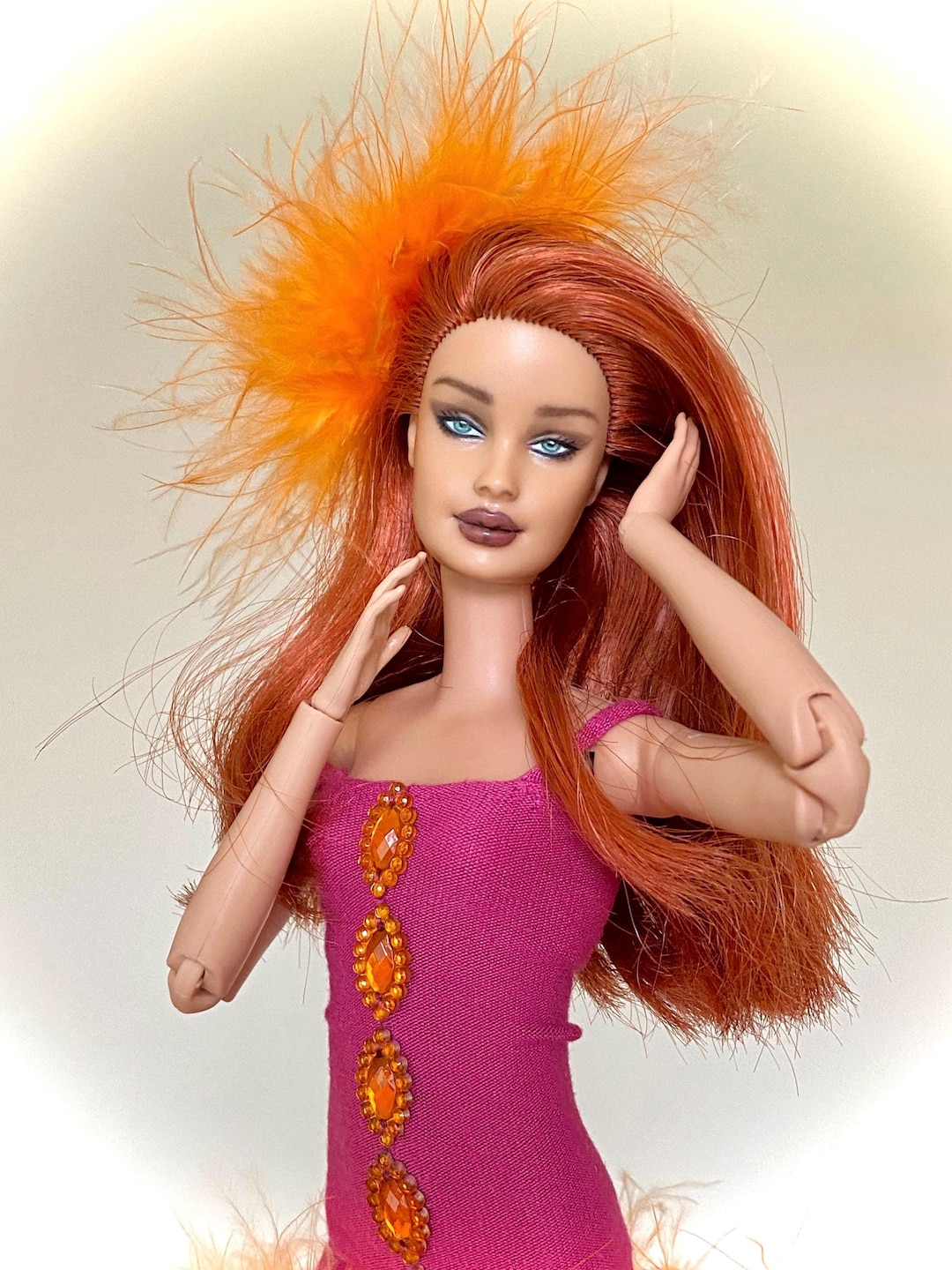 Custom OOAK Red Head Barbie Tall Made-to-move Doll Repaint With ...