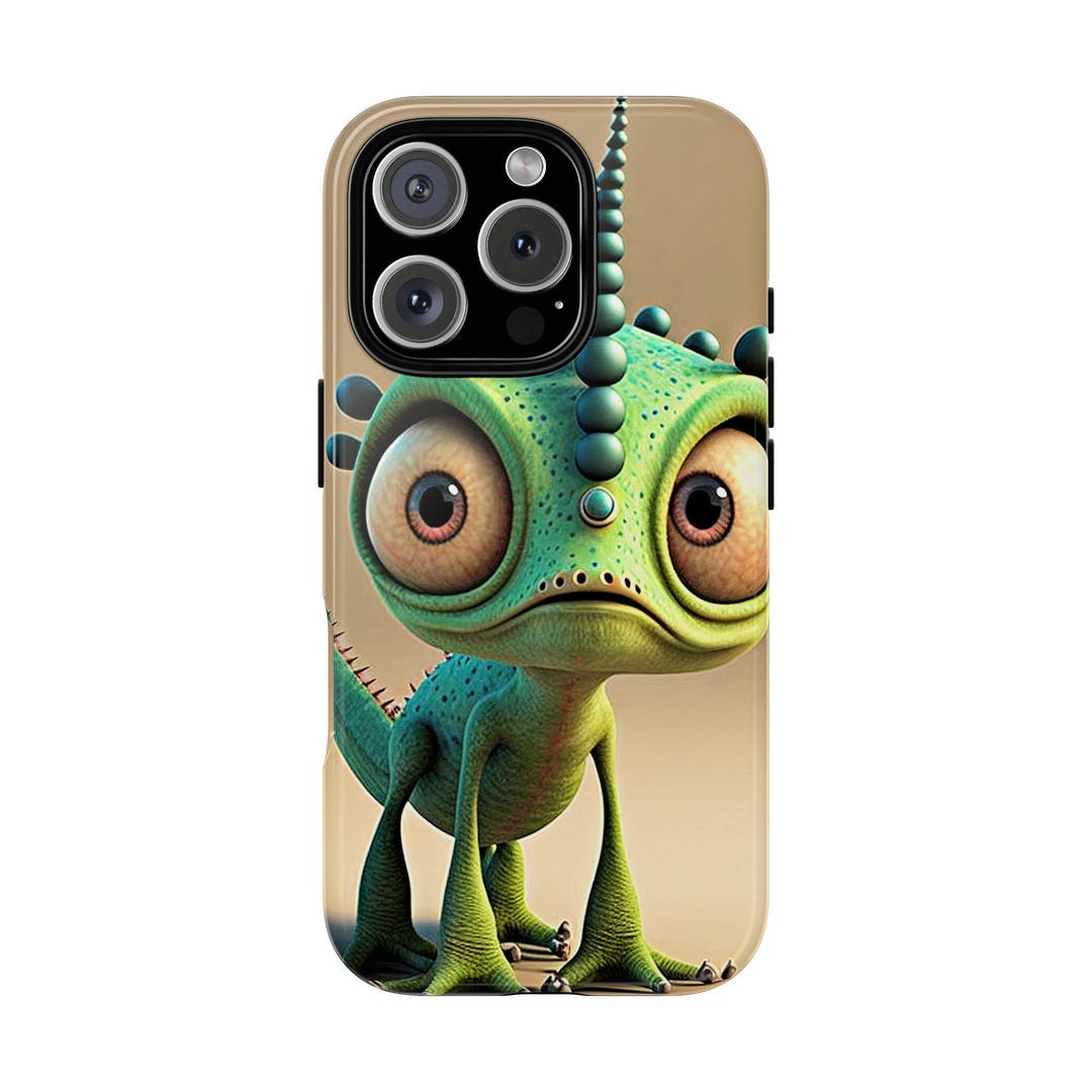 Cute Kid Chameleon Tough Dual Layer Cell Phone Case for Apple, Samsung ...