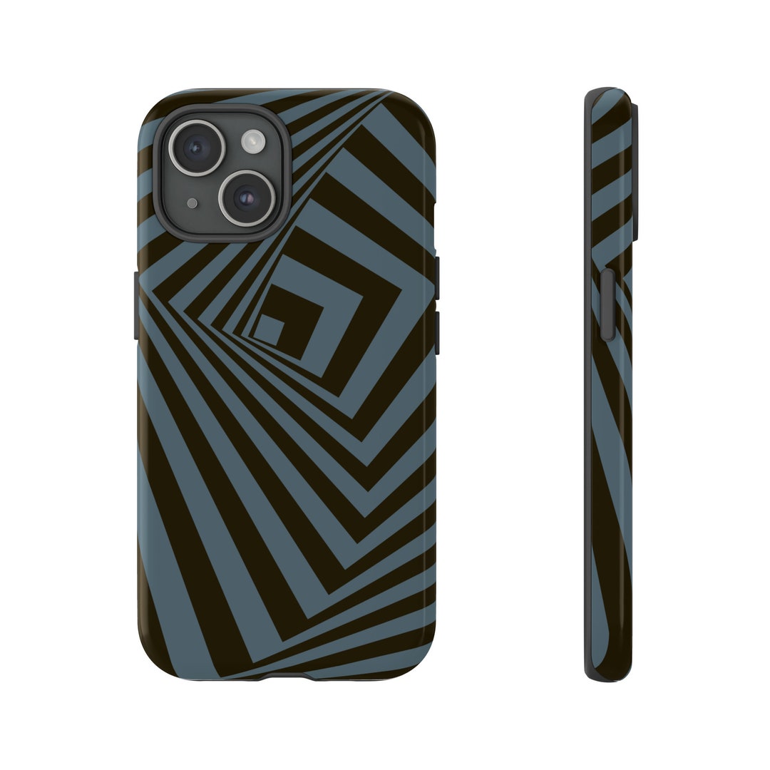 Grey and Black 3D Square Vortex Tough Dual Layer Cell Phone Case for ...