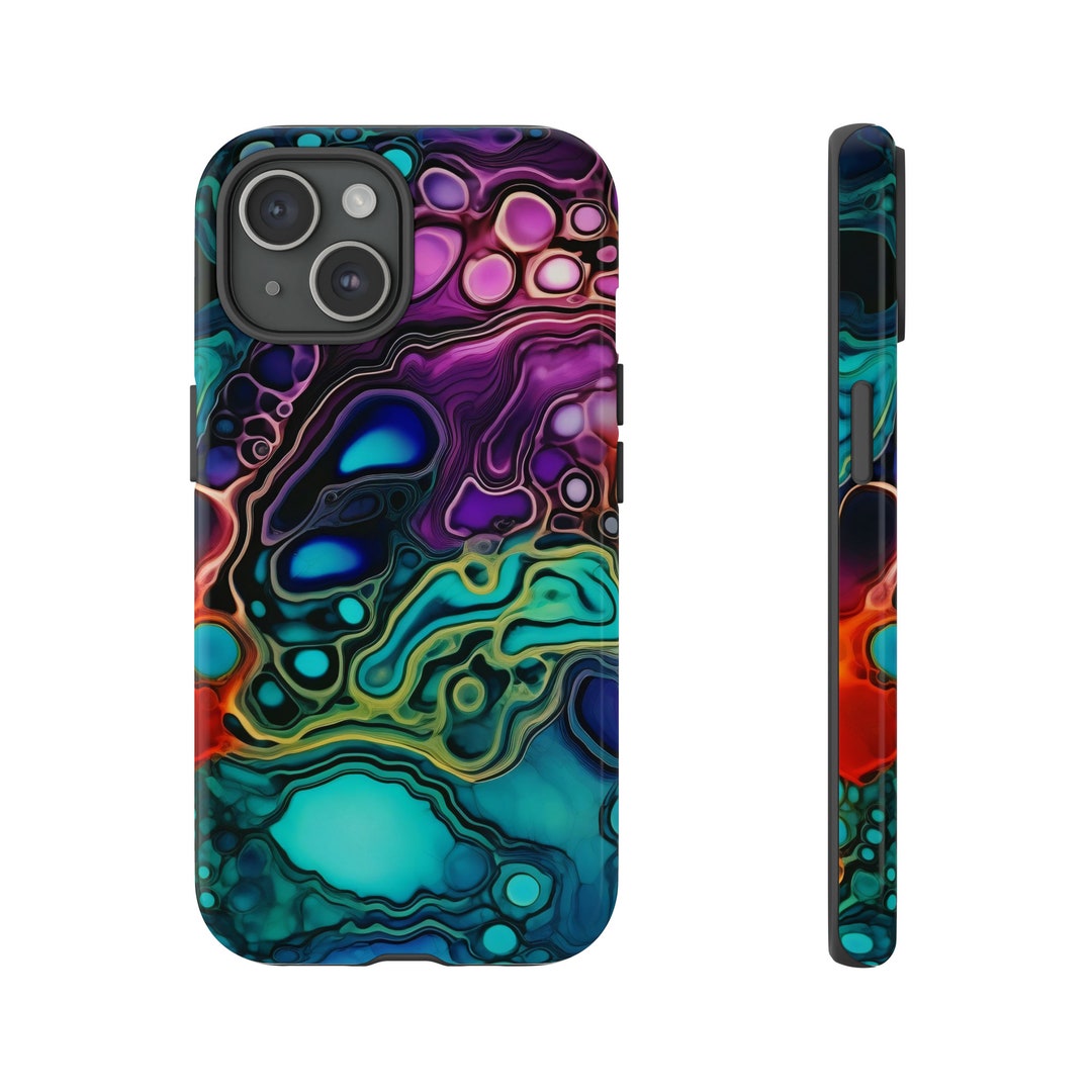Multicolored Oil Slick Acrylic Cells Tough Dual Layer Cell Phone Case ...