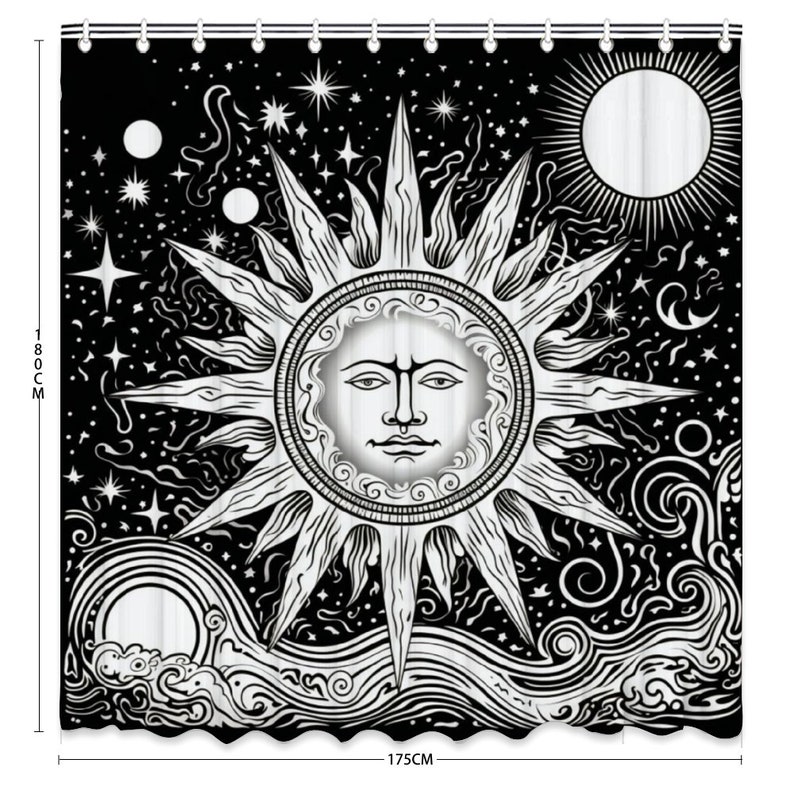 Black and White Celestial Sun Shower Curtain - Etsy
