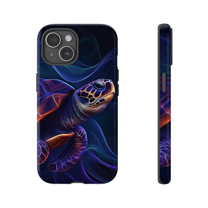 Purple Sea Turtle Tough Dual Layer Cell Phone Case for Apple, Samsung ...
