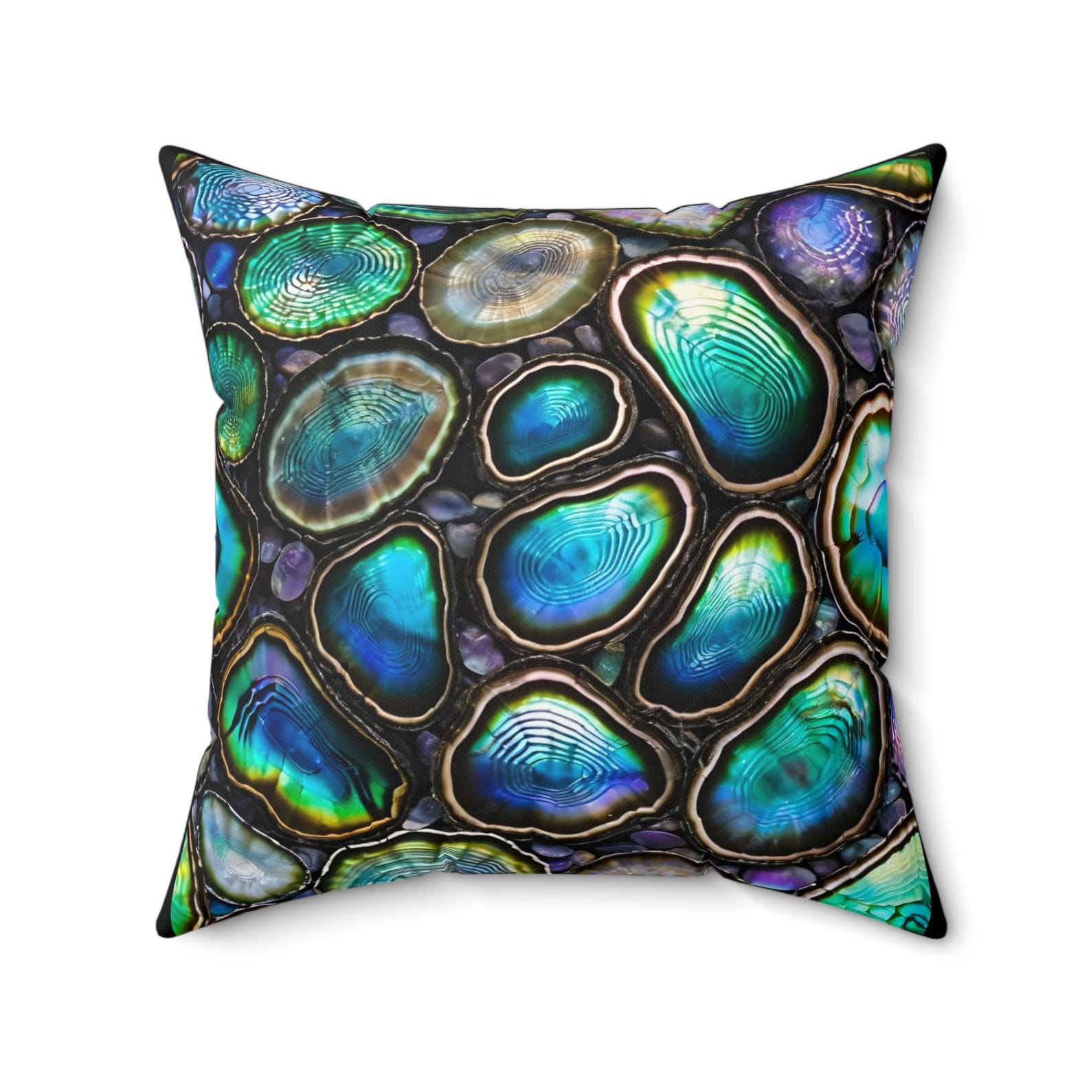 Square Turquoise Blue Metallic Abstract Soft Accent Throw Pillow ...