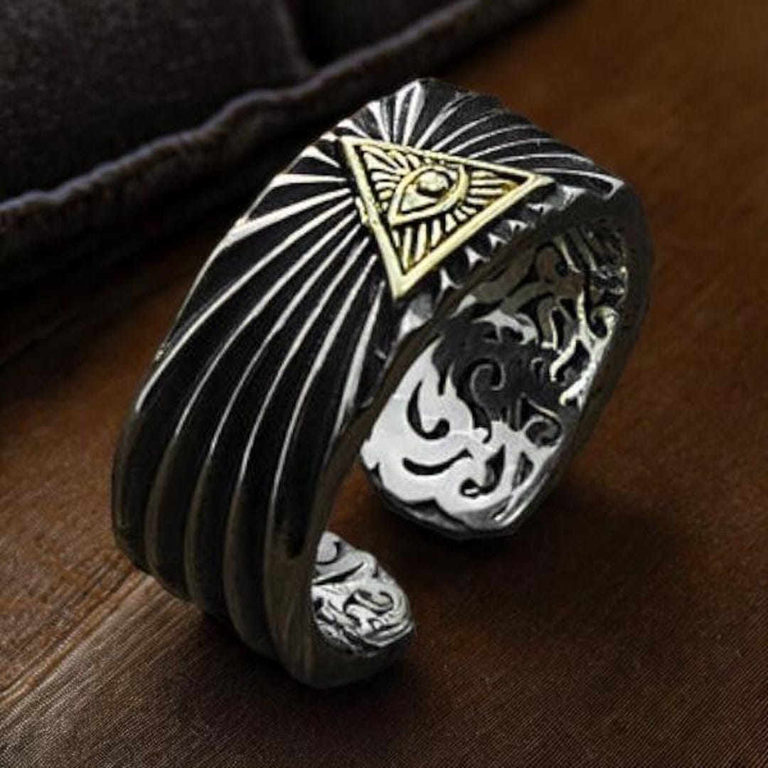 Silver Illuminati Ring - Eye of Providence Statement Ring, Unisex ...