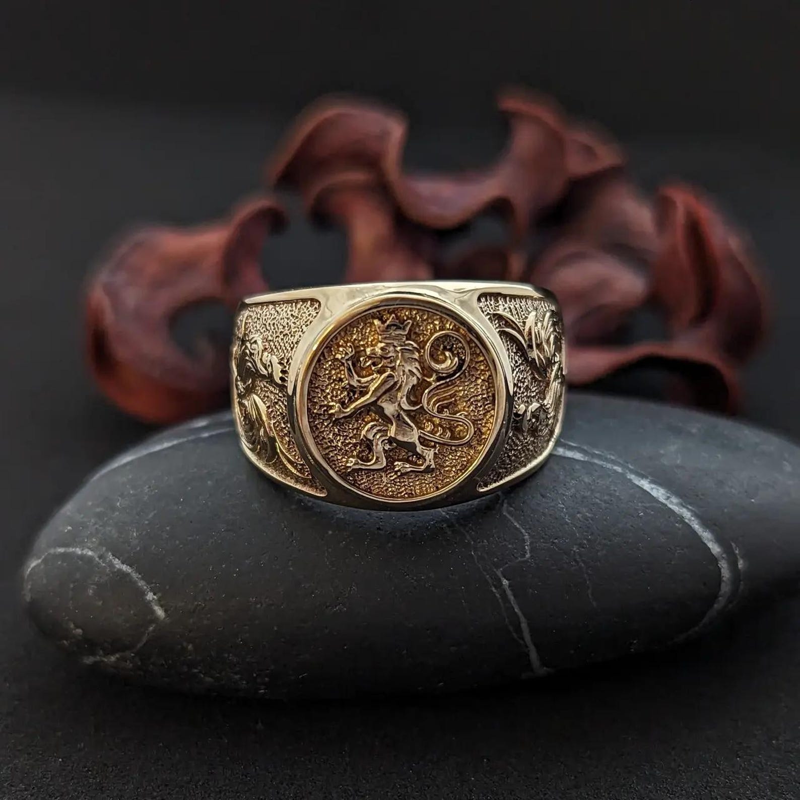Medieval Lion Ring for Men – Chevalier Signet With Lion Crest ...