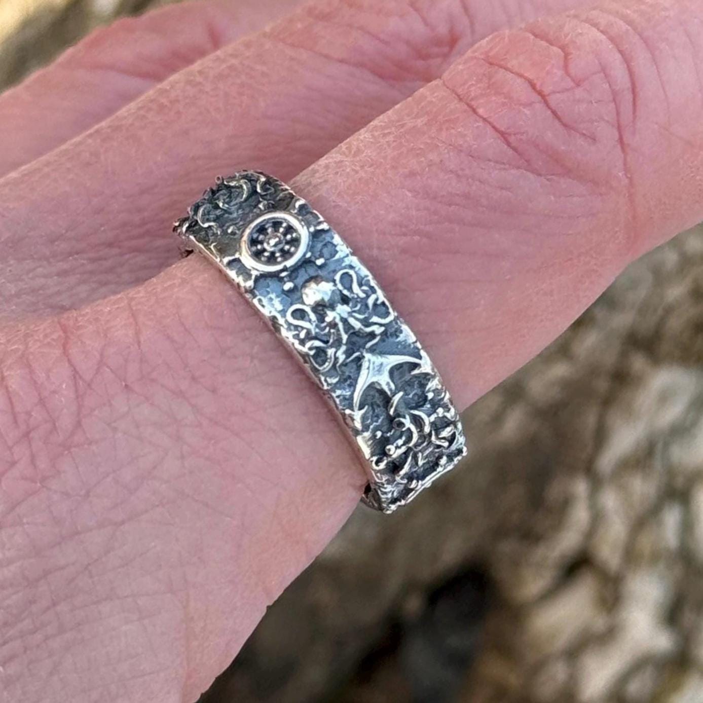 Nautical Seaman Ring - Captain's Pirate Ring With Anchor, Wheel ...