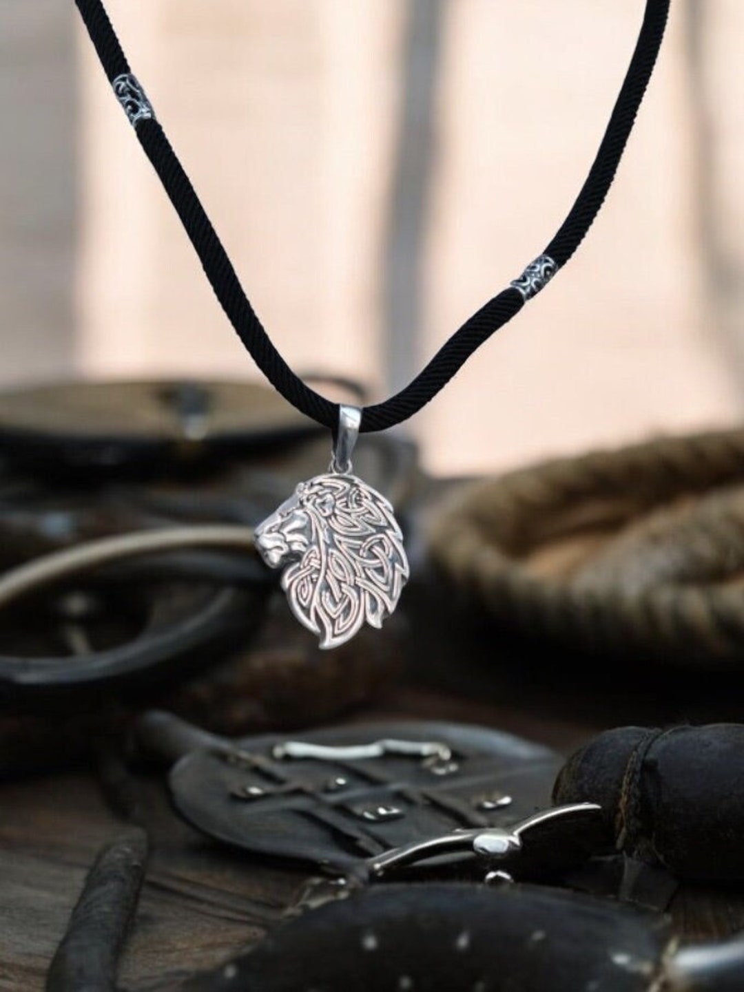 Lion Pendant Royal Leo King Celtic Knot Lion Head Amulet Exclusive Gift ...