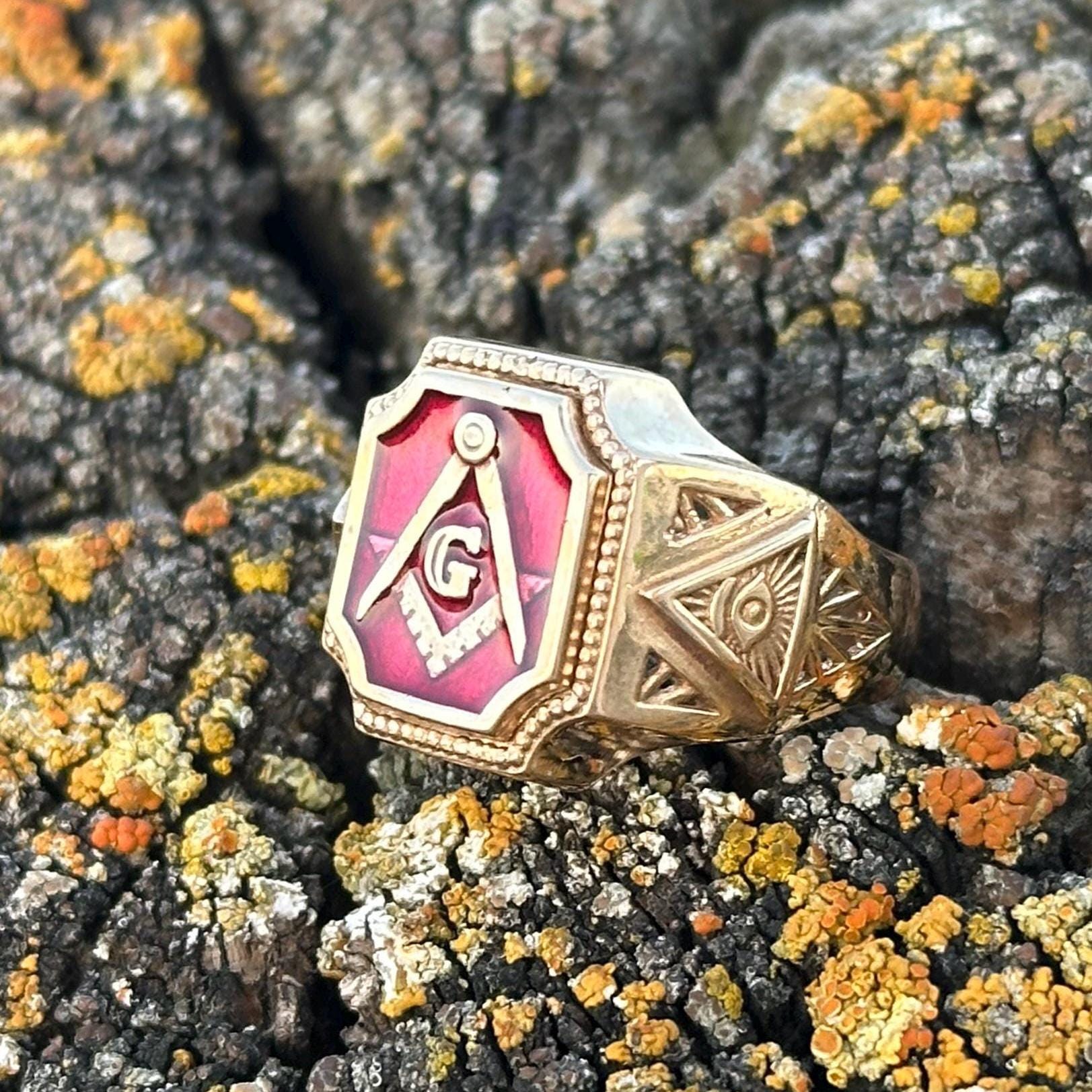 Masonic Rings - Gold Enamel Masonic Ring for Men, Free Mason Jewelry ...