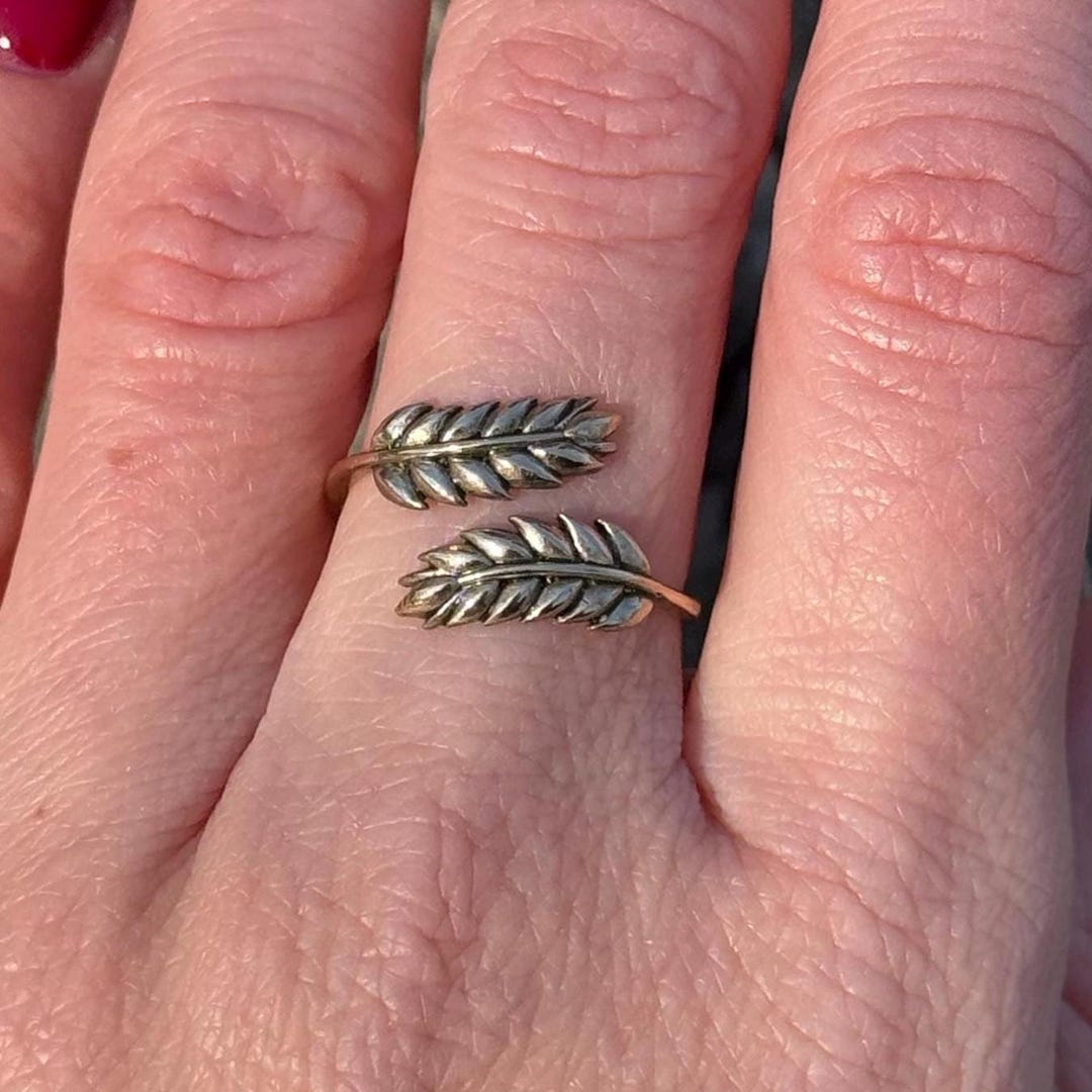 Wheat Spikelet Signet Ring – 925 Silver Twig, Adjustable Grain & Wheat ...