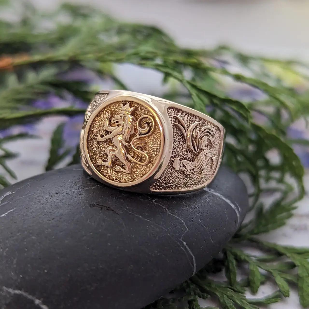 Medieval Lion Ring for Men – Chevalier Signet With Lion Crest ...