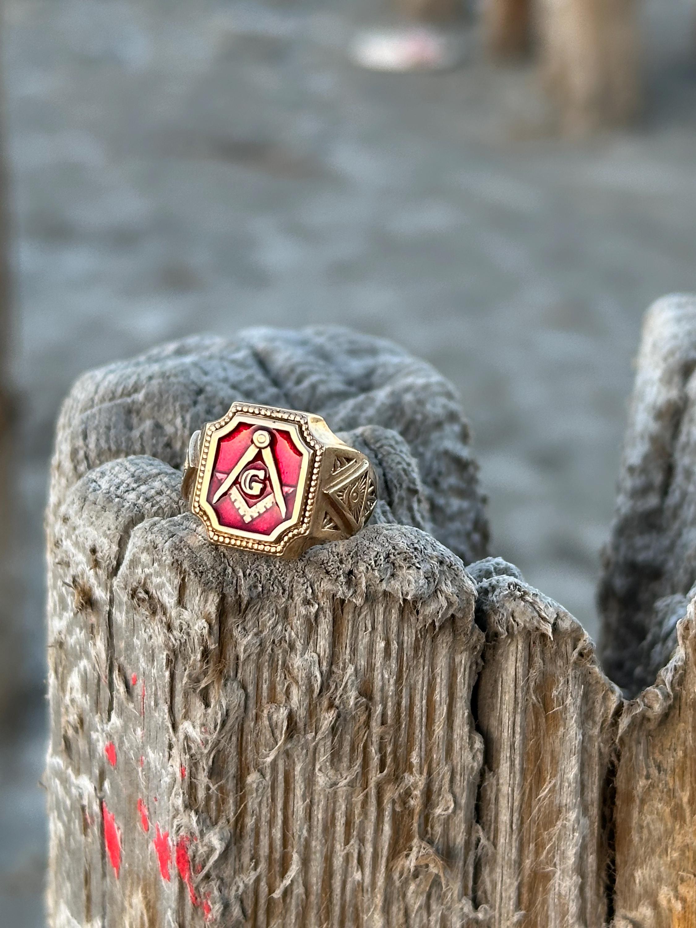 Masonic Rings Gold Enamel Masonic Ring for Men, Free Mason Jewelry ...