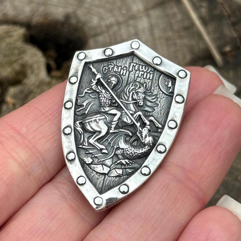 Shield Pendant of St. George the Victorious – Silver Saint George ...