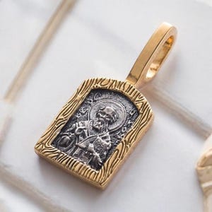 Saint Nicholas Gold Plated Silver Pendant - Handcrafted Christian ...