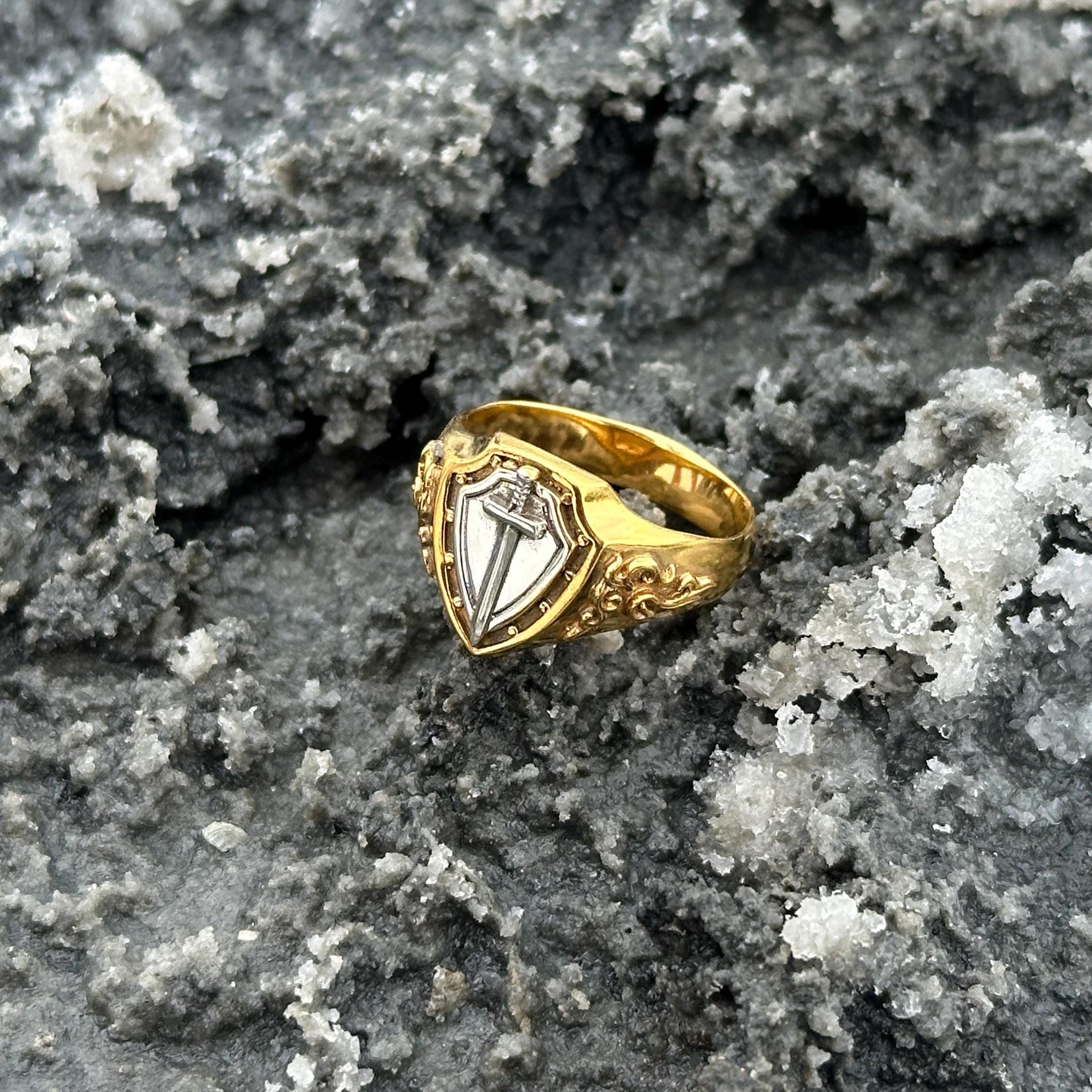 Sword and Shield Medieval Men's Ring | Black Knight 925 Sterling Silver ...