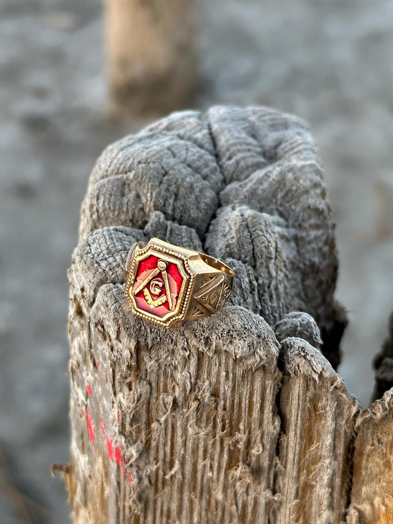 Masonic Rings Gold Enamel Masonic Ring for Men, Free Mason Jewelry ...