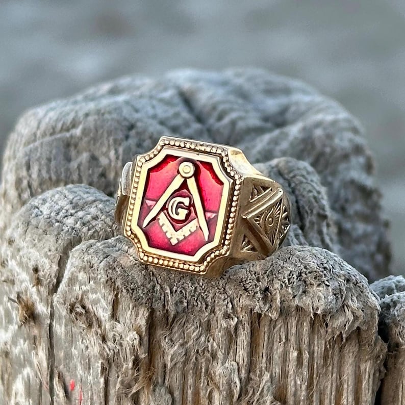 Masonic Rings - Gold Enamel Masonic Ring for Men, Free Mason Jewelry ...