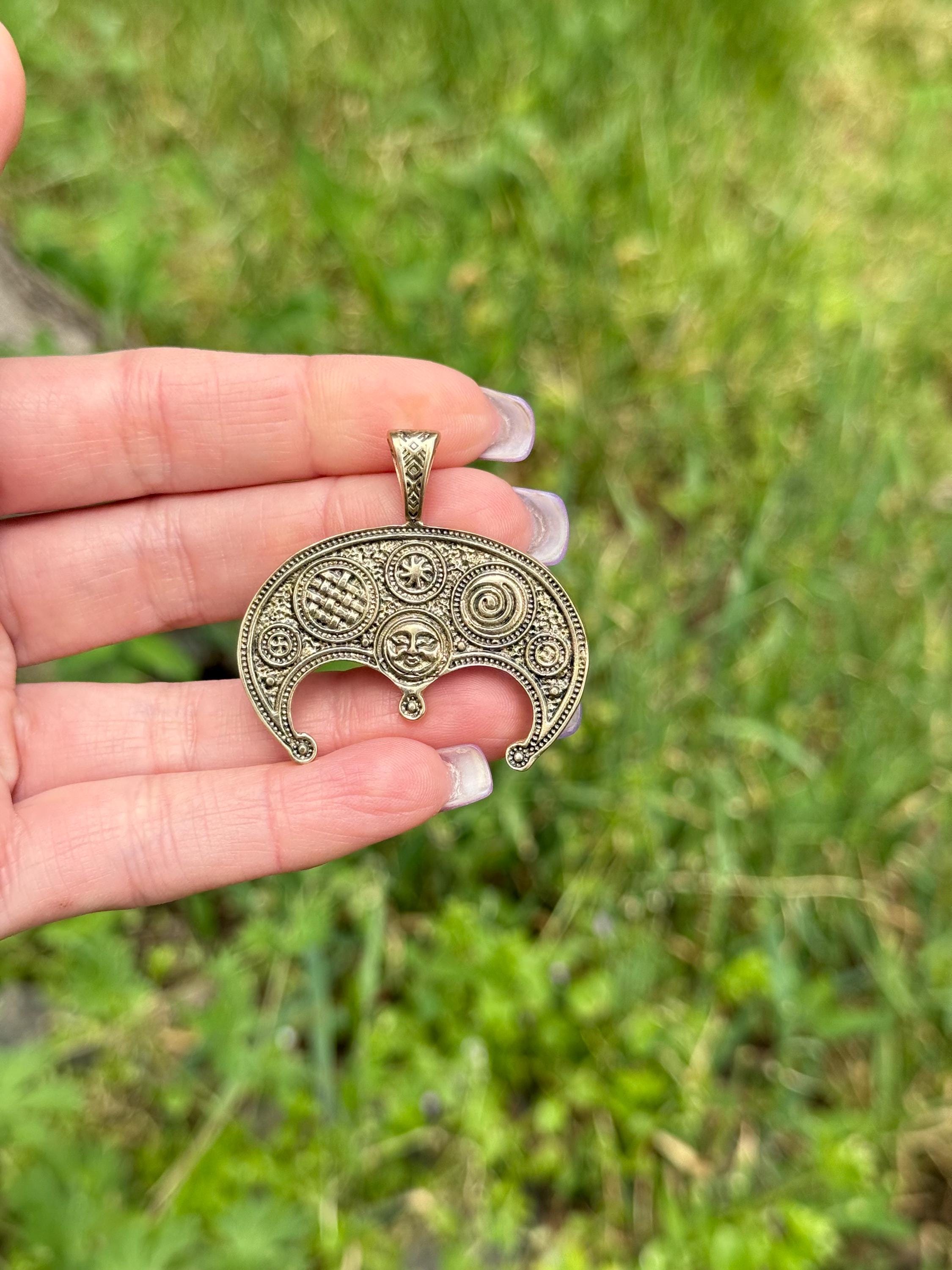 Bronze Crescent Necklace | Slavic Amulet Lunula Moon Symbol ...