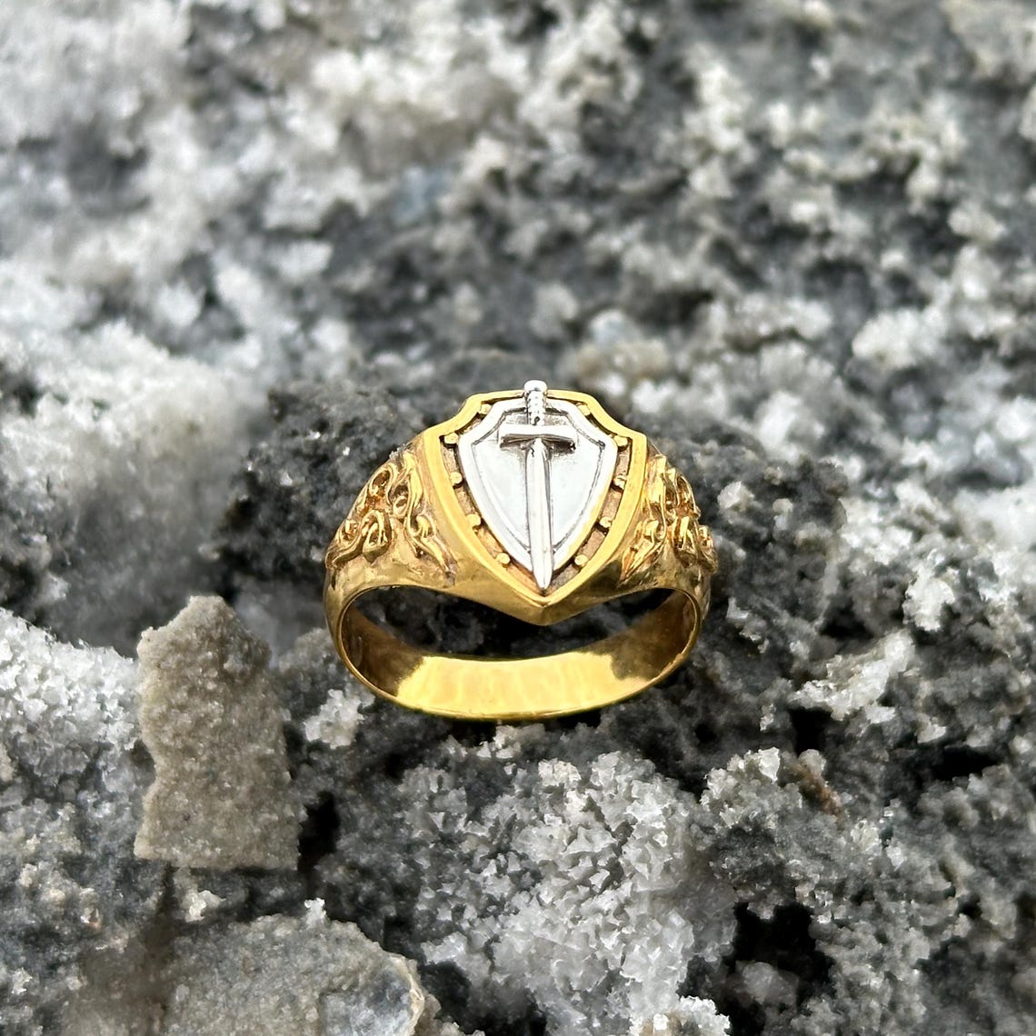 Sword and Shield Medieval Men's Ring | Black Knight 925 Sterling Silver ...
