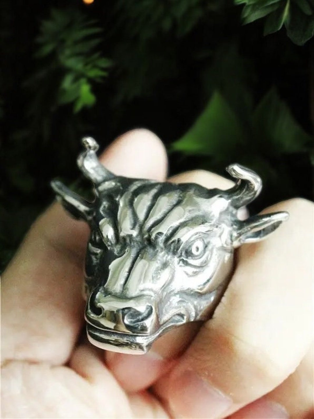 Men's Silver Taurus Bull Head Ring | Bold Horned Bull Jewelry | Zodiac ...