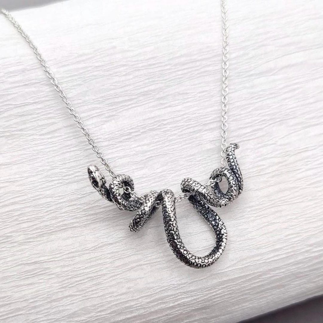 Snake Necklace - 925 Silver Serpent Pendant, Unique Serpent Jewelry - Etsy