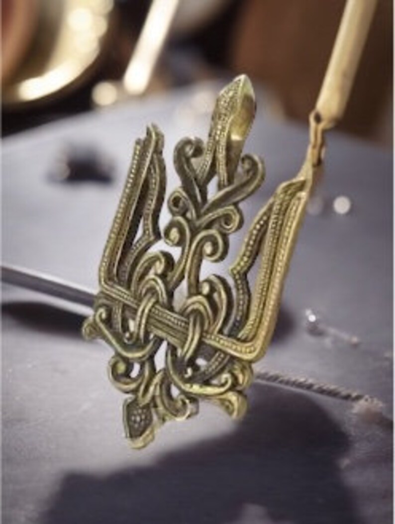 Bronze Ukrainian Tryzub Pendant Handcrafted Ukrainian Trident Necklace ...
