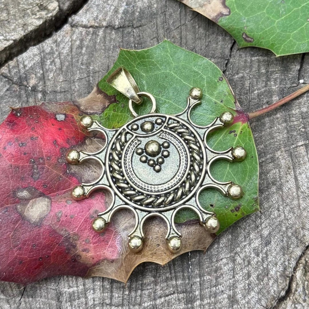 Occult Pendant "ancient Solar Spiral" • Magic Sun Rays Necklace ...