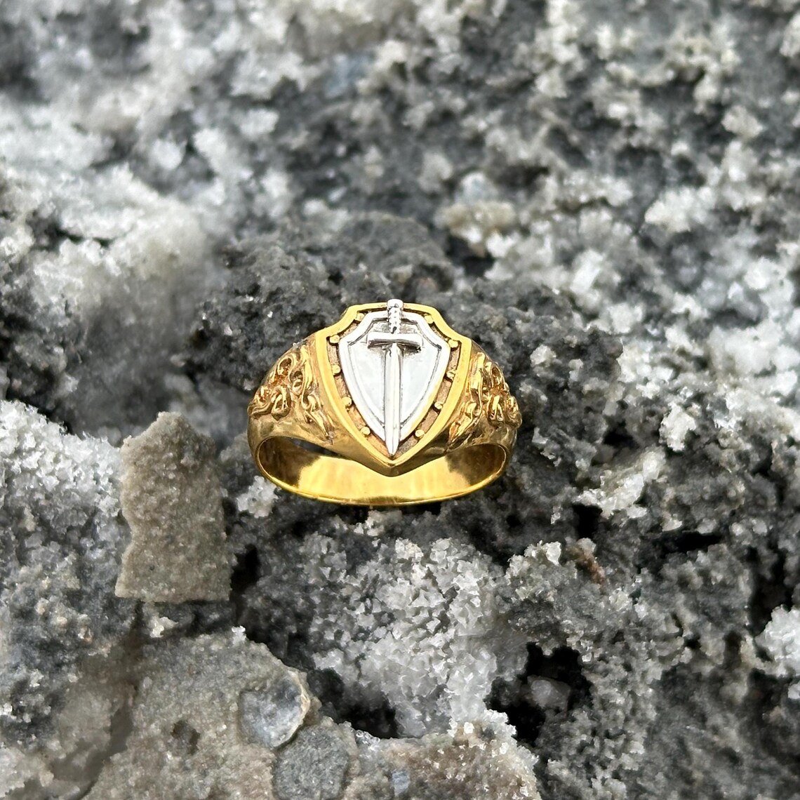 Sword and Shield Medieval Men's Ring | Black Knight 925 Sterling Silver ...