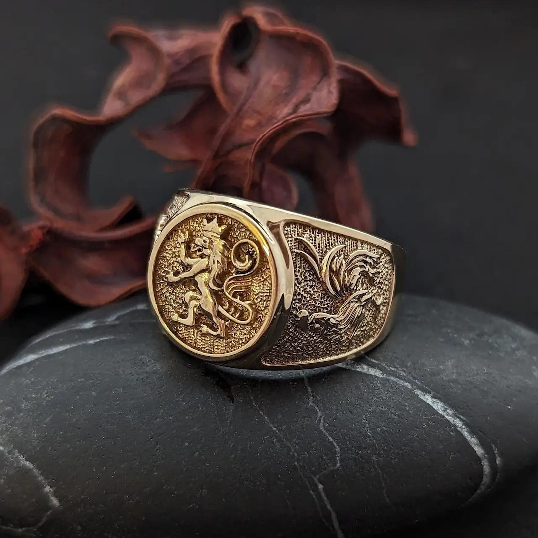 Medieval Lion Ring for Men – Chevalier Signet With Lion Crest ...