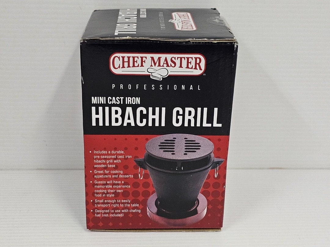 Mini Japanese Hibachi Grill Indoor Smores Maker Wooden Base Cast Iron ...