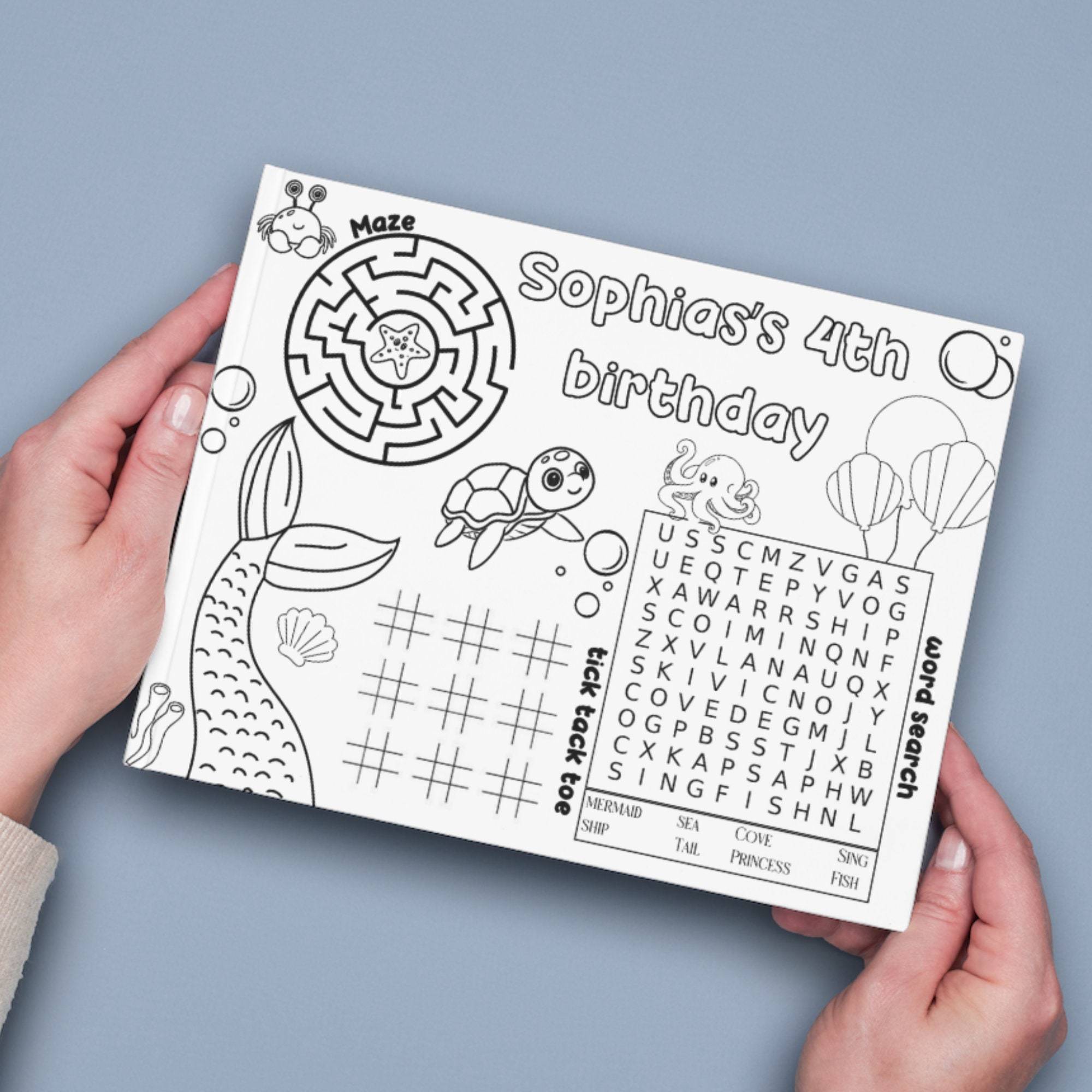 Mermaid Birthday Party Coloring Sheet Mermaid Mermaid Favor Kids ...
