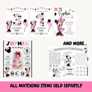 Minnie Mouse First Birthday Milestone Board Girl Mickey 1st Birthday ...