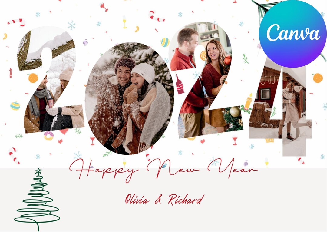 Couple Photo Collage, New Year Photo Collage, Gift for Him, Gift for ...