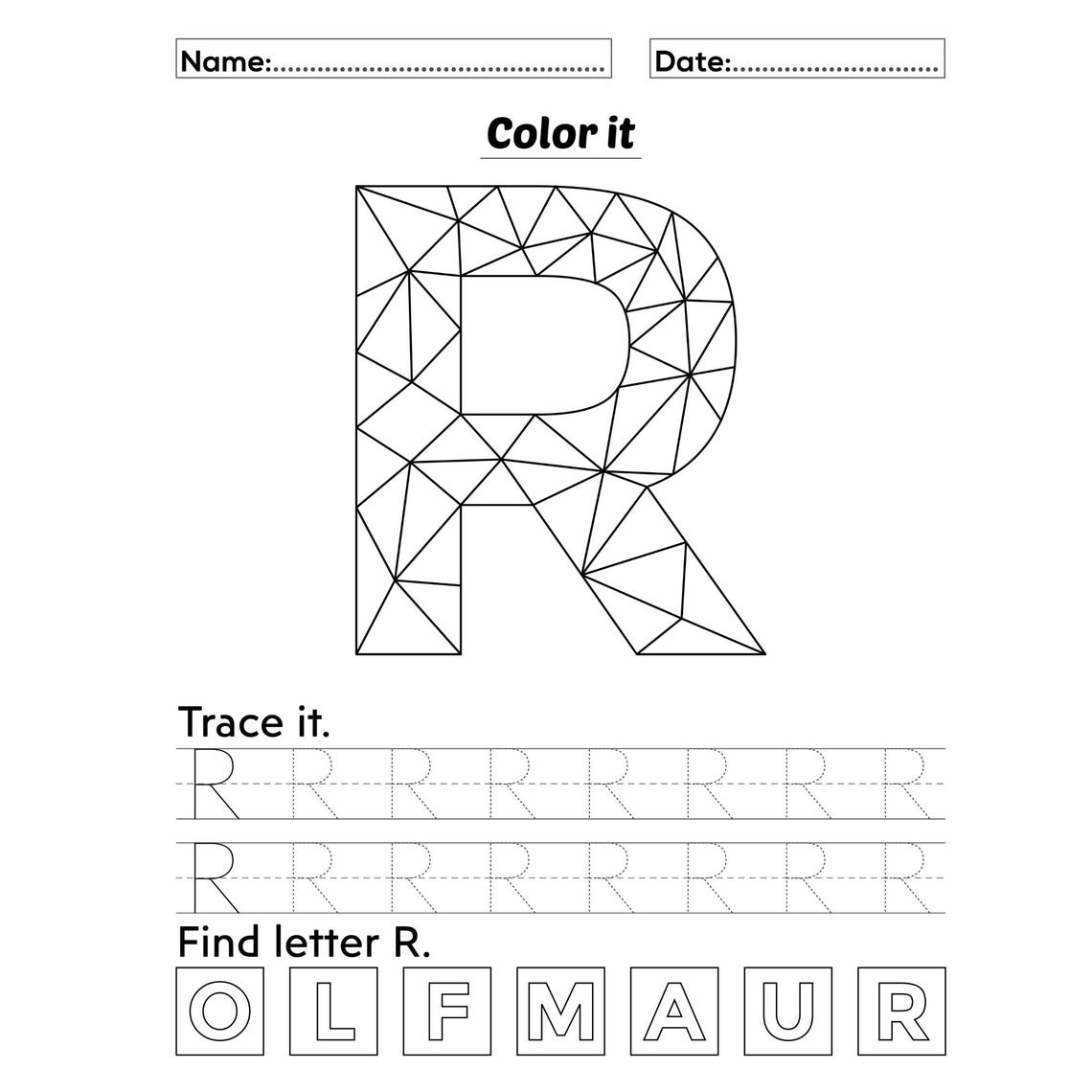 Alphabet Color Trace and Find Worksheets - Etsy