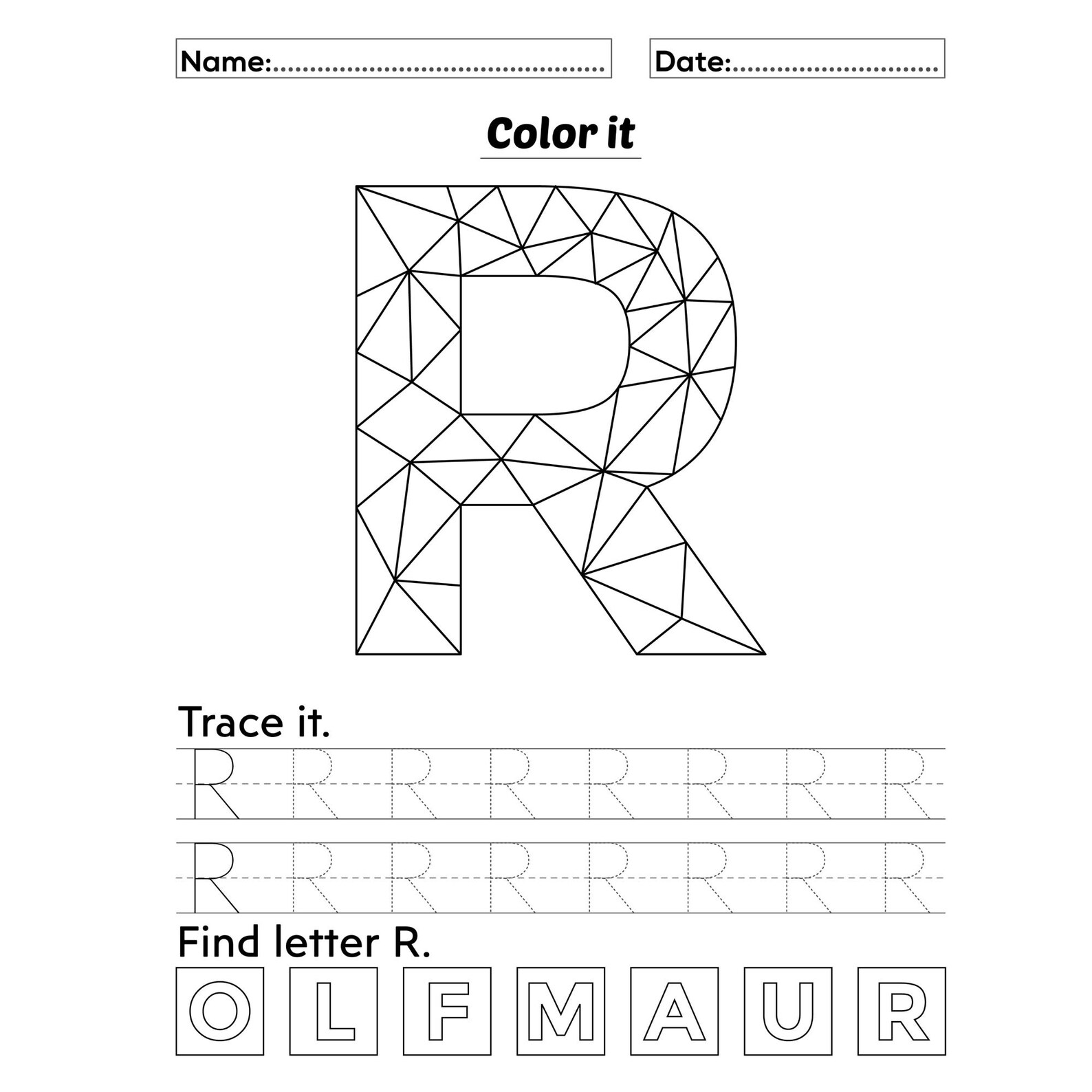 Alphabet Color Trace and Find Worksheets - Etsy