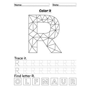 Alphabet Color Trace and Find Worksheets - Etsy